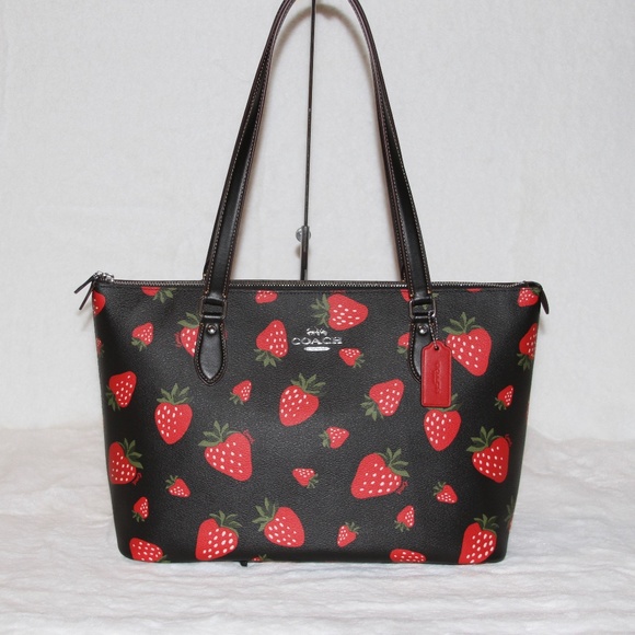 Coach | Bags | Nwt Coach Gallery Tote With Wild Strawberry Print | Poshmark